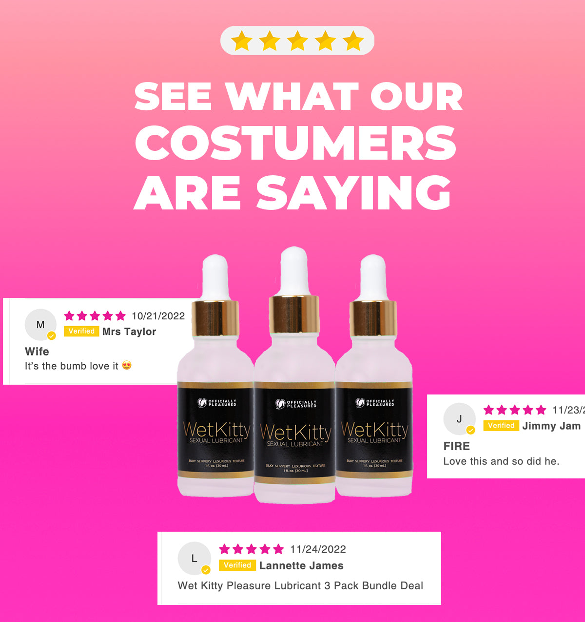 Wet Kitty Pleasure Lube 3 Pack Bundle Deal – Officially Pleasured